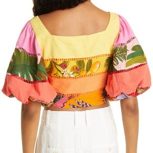 FARM Rio | Tops | Farm Rio Rainbow Mixed Prints Tiered Linen Blend Top ...